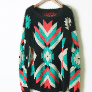 Fashion Geometric Flower Sweater on Luulla
