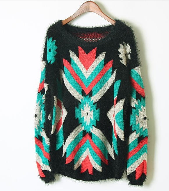 Fashion Geometric Flower Sweater on Luulla