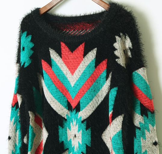 Fashion Geometric Flower Sweater on Luulla